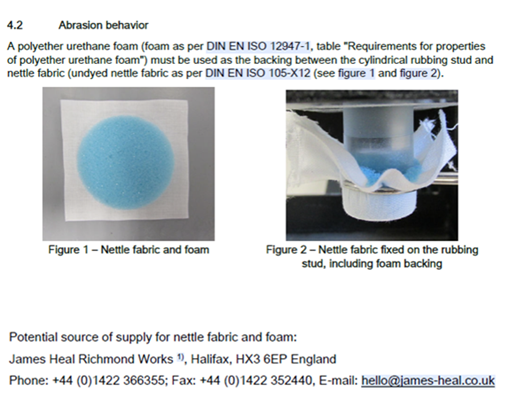 Can James Heal supply nettle fabric as specified in TL 226 and PV 3906?